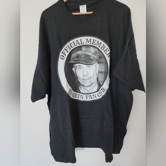 Shirts | Black Graphic Tshirt With Ed Gein Design Cotton Nwot | Poshmark